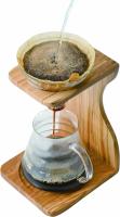 China Space-Saving and Functional Olive Wood Coffee Dripper Stand for Handmade Brewing for sale