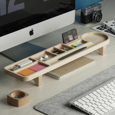 China Office Desk Organizer with Pencil Case and Customized Logo Wood Caddy Phone Stand for sale