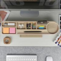 China Office Desk Organizer with Pencil Case and Customized Logo Wood Caddy Phone Stand for sale