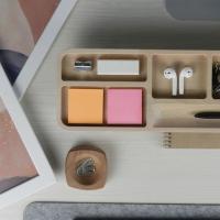 China Office Desk Organizer with Pencil Case and Customized Logo Wood Caddy Phone Stand for sale