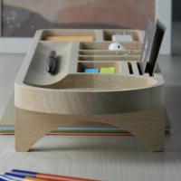 China Office Desk Organizer with Pencil Case and Customized Logo Wood Caddy Phone Stand for sale