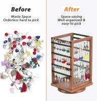 China 120 Pairs of Earrings Rotating Carousel Durable Metal and Wood Earring Tree Organizer for sale