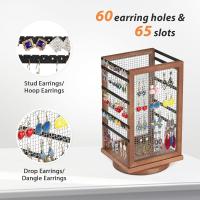 China 120 Pairs of Earrings Rotating Carousel Durable Metal and Wood Earring Tree Organizer for sale