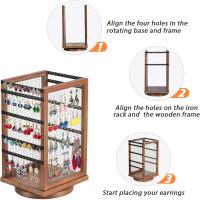 China 120 Pairs of Earrings Rotating Carousel Durable Metal and Wood Earring Tree Organizer for sale