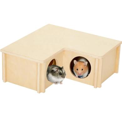 China Household Wooden Hamster House Multi-Chamber Hideout for Exploring Toys and More for sale