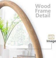 China Unique Varnished Wood Round Farmhouse Mirror for Modern Living Room and Bathroom for sale