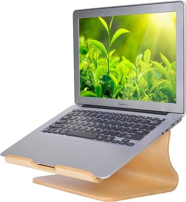 China Wooden Laptop Stand for MacBook Y Mail Packing Burned Printing Ventilated Bracket Dock for sale