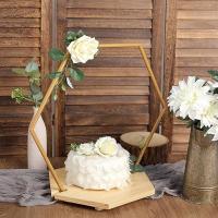 China Customized Hexagonal Wooden Cake Stand with Metal Frame Bamboo and Walnut Discounted for sale