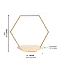 China Customized Hexagonal Wooden Cake Stand with Metal Frame Bamboo and Walnut Discounted for sale