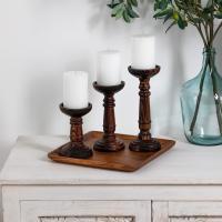 China Home Decoration Handmade Wooden Candle Stand Set for Wedding Party Handcrafted Design for sale
