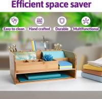 China Organize Office Supplies with Bamboo Wood Desk Organizer and File Storage Customized Logo for sale