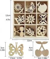 China Wooden Embellishments Laser Cut Blanks Slices in Flower Theme for Nature Decor 45pcs for sale