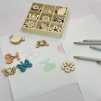 China Wooden Embellishments Laser Cut Blanks Slices in Flower Theme for Nature Decor 45pcs for sale