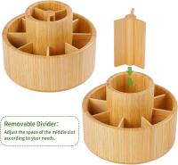 China Customized Logo Acceptable Bamboo Rotating Desk Organizer for Desktop Storage Caddy for sale