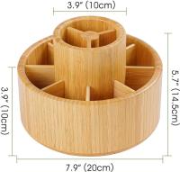 China Customized Logo Acceptable Bamboo Rotating Desk Organizer for Desktop Storage Caddy for sale