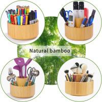 China Customized Logo Acceptable Bamboo Rotating Desk Organizer for Desktop Storage Caddy for sale