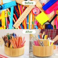 China Customized Logo Acceptable Bamboo Rotating Desk Organizer for Desktop Storage Caddy for sale