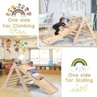 China Unisex Wooden Climbing Triangle Ladder With Ramp and Stained Finish for Toddlers for sale