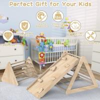 China Unisex Wooden Climbing Triangle Ladder With Ramp and Stained Finish for Toddlers for sale