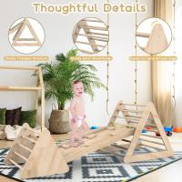 China Unisex Wooden Climbing Triangle Ladder With Ramp and Stained Finish for Toddlers for sale