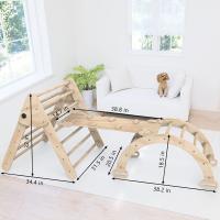 China Indoor Kids Play Gym Climbing Triangle Ladder with Ramp Set of 3 Wooden Safety Toys for sale