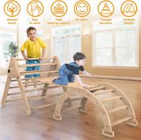 China Indoor Kids Play Gym Climbing Triangle Ladder with Ramp Set of 3 Wooden Safety Toys for sale