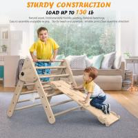 China Indoor Kids Play Gym Climbing Triangle Ladder with Ramp Set of 3 Wooden Safety Toys for sale