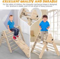 China Indoor Kids Play Gym Climbing Triangle Ladder with Ramp Set of 3 Wooden Safety Toys for sale