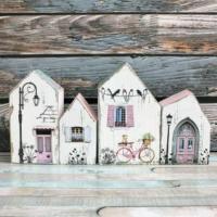 China Decoration Miniature Wood Houses Unfinished Wooden Craft Shapes for Home Gifts for sale