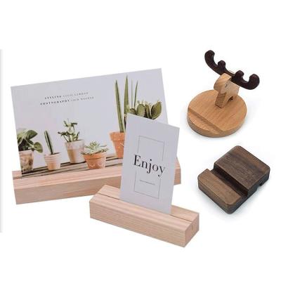 China Postcard Card Wood Base Desktop Calendar Stand for Home Office Hotel Restaurant Car Bar for sale