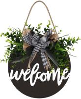 China Solid Wood Front Door Decoration Plywood Welcome Sign for Farmhouse Porch Spring for sale