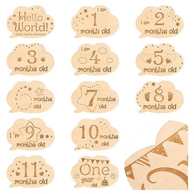 China Baby Monthly Milestone Cards 13 Pieces Newborn Gift Set for First Year Growth Props for sale