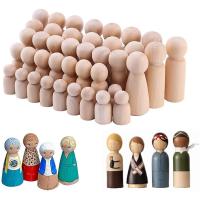 China Engraved Wooden Peg Dolls Cone Building Block Set for Custom Wood Ornaments Crafts for sale