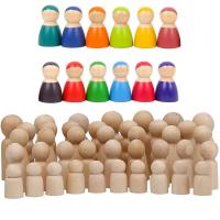 China Engraved Wooden Peg Dolls Cone Building Block Set for Custom Wood Ornaments Crafts for sale