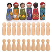 China Engraved Wooden Peg Dolls Cone Building Block Set for Custom Wood Ornaments Crafts for sale