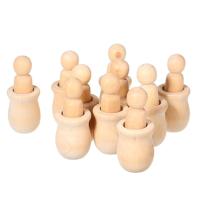 China Unpainted Wooden Peg Doll Family DIY Toy for Crafts and Sculptures Custom Size Accepted for sale