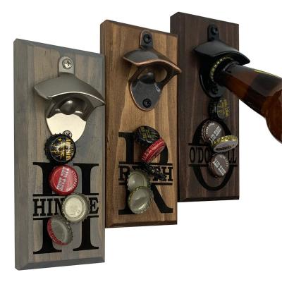 China Wooden Bear Bottle Opener Wall Fridge Mount Personalized Burned Printing for Gifts for sale