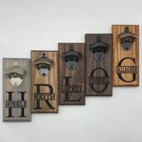 China Wooden Bear Bottle Opener Wall Fridge Mount Personalized Burned Printing for Gifts for sale
