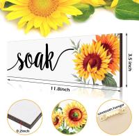 China Bathroom Wall Decor Rustic Wooden Plaque with Sunflower Design Relax Soak Unwind Breathe for sale