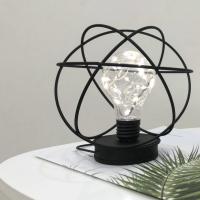 China Free Sample Charge Custom Logo Metal Wire LED Lantern Table Lamp with Glass Tube and LED Bulb for sale