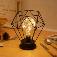 China Free Sample Charge Custom Logo Metal Wire LED Lantern Table Lamp with Glass Tube and LED Bulb for sale