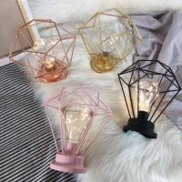 China Free Sample Charge Custom Logo Metal Wire LED Lantern Table Lamp with Glass Tube and LED Bulb for sale