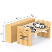 China Adjustable Bamboo Elevated Dog Cat Food Stand Holder for Gifts Stores Commercial Buyer for sale