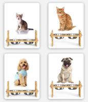 China Adjustable Bamboo Elevated Dog Cat Food Stand Holder for Gifts Stores Commercial Buyer for sale
