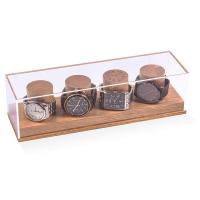 China Customized Logo Acceptable Solid Oak Wooden Watch Display Stand for Rustic Style for sale