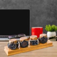 China Customized Logo Acceptable Solid Oak Wooden Watch Display Stand for Rustic Style for sale