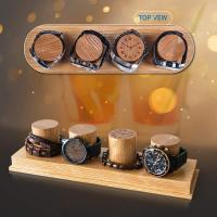 China Customized Logo Acceptable Solid Oak Wooden Watch Display Stand for Rustic Style for sale