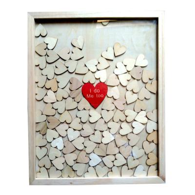 China Customized Burned Wooden Frame Alternative Guest Book for Love Sign-in Box Decoration for sale