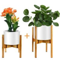 China Flower/Green Plant Used Modern Design Bamboo Solid Acacia Wood Plant Pot Stand Holder for sale