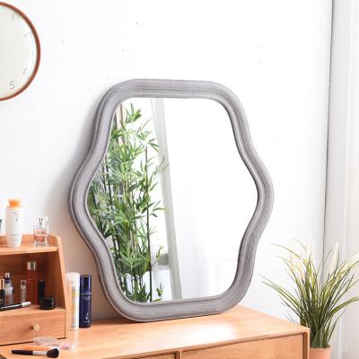 China Bedroom Mirror with Wave Frame and Customized Logo Acceptable Silk-screen Printing for sale